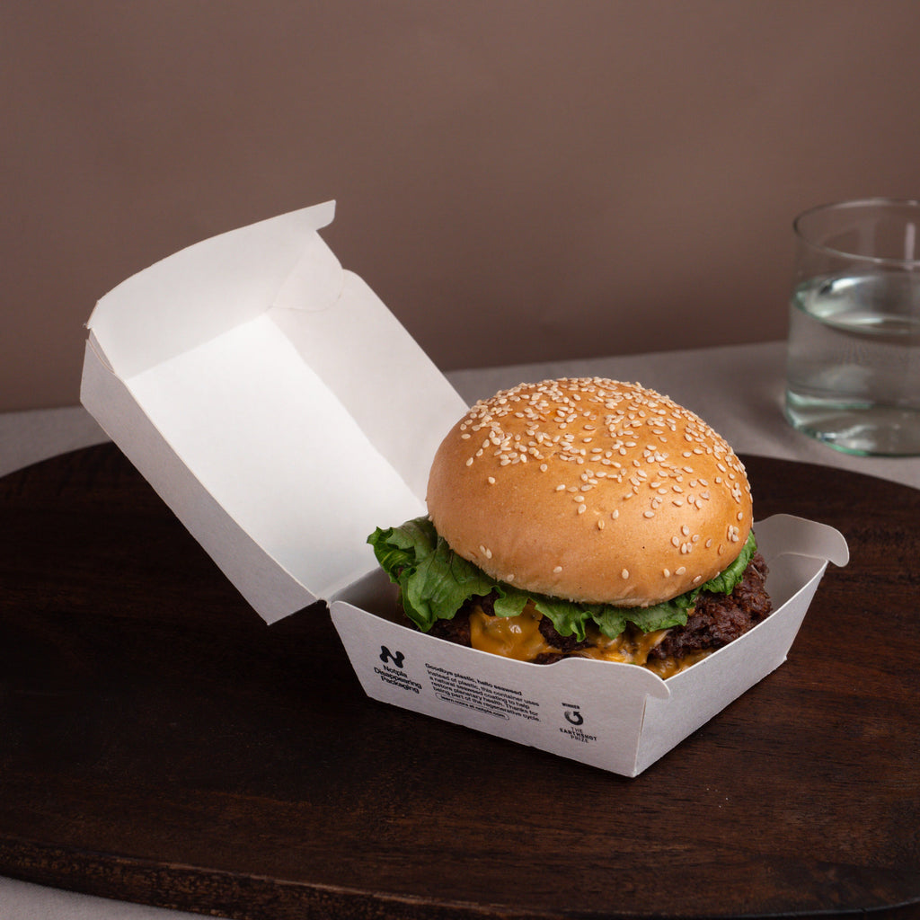 Notpla Burger box - with seaweed coating – Notpla Packaging
