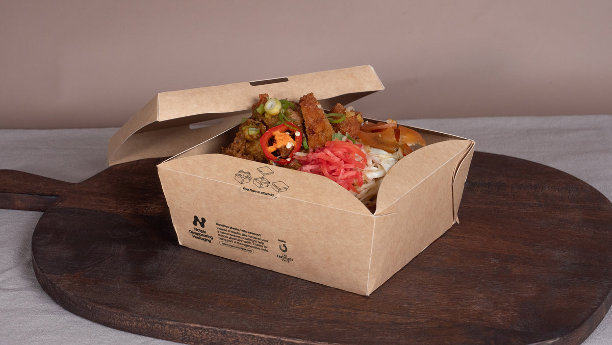 Notpla Compostable Clip & Close Food Box 1000ml – Notpla Packaging